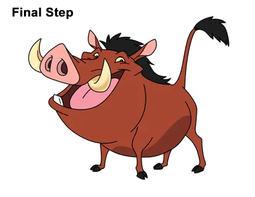 How to Draw Pumbaa form The Lion King
